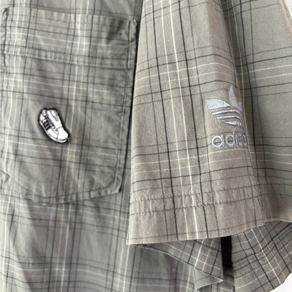 adidas | Shirts | Adidas Superstar Mens Shirt L Gray Black White Plaid ...